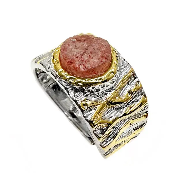 FARRA Moonstone Adjustable Ring - Orange