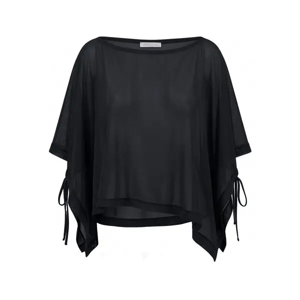 SEROTONE SWIM Swim Cover Up Mesh Rectangle Top - Black