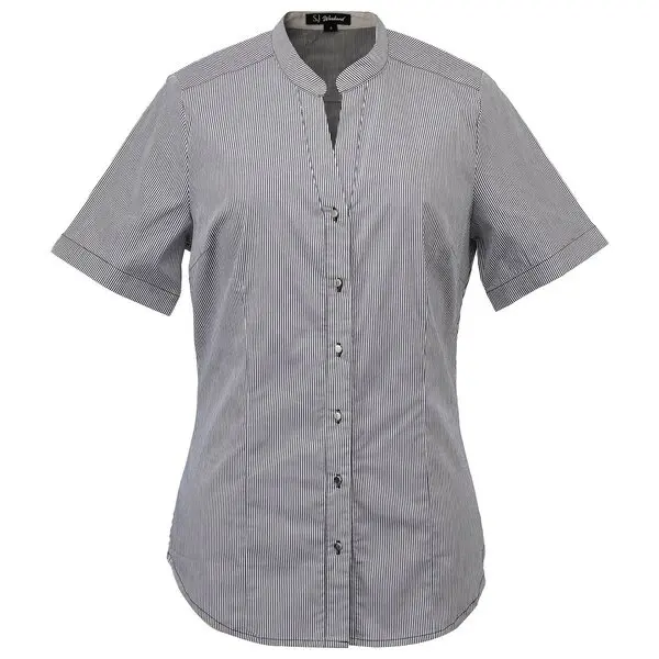 SMART AND JOY Fitted V-neck Cotton Shirt - Black