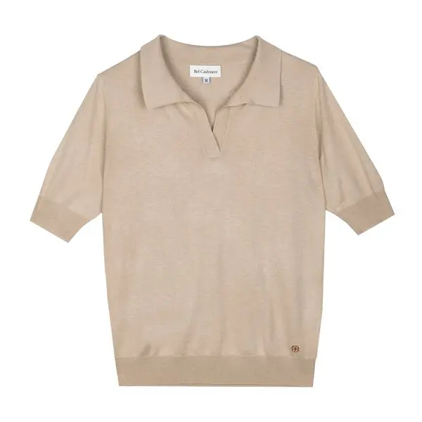 BEL CASHMERE Fine Knit Polo - Beige