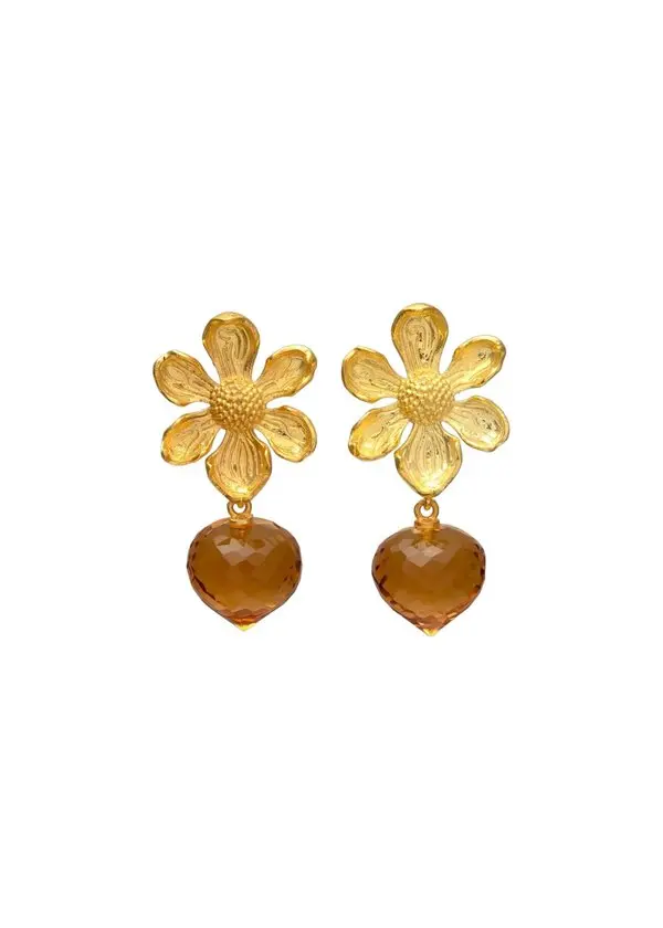 DECOLET THE LABEL Flower Drop Earrings - Gold/yellow