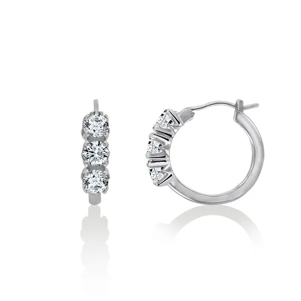 DIAMONBLISS Marilyn Monroe Three Stone Hoop Earrings - White