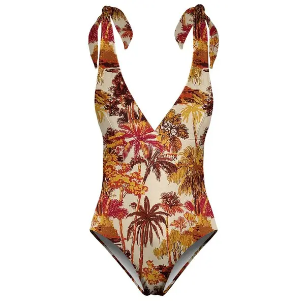 ALOHA FROM DEER One Piece Swimsuit With Tropical Print - Orange