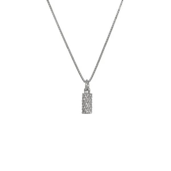 EDGE ONLY Diamond Cut Cylinder Pendant Necklace - Silver