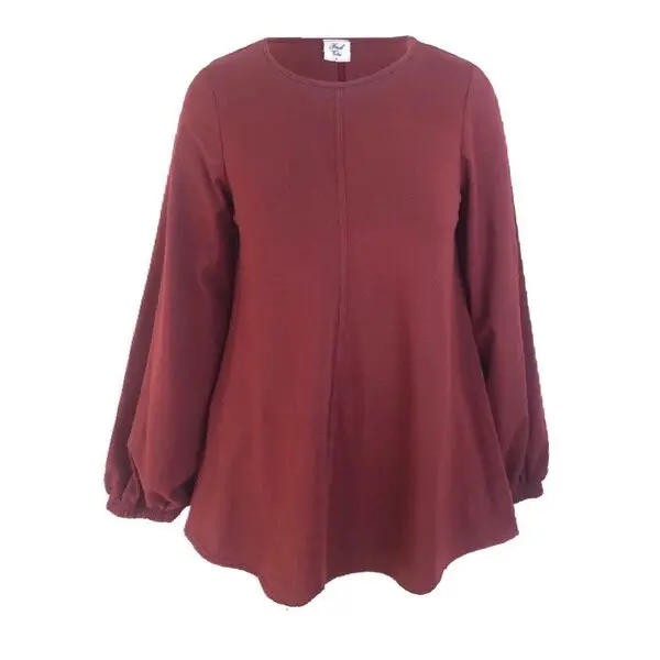 FROCK TALES Flared Top With Blouson Sleeves - Red