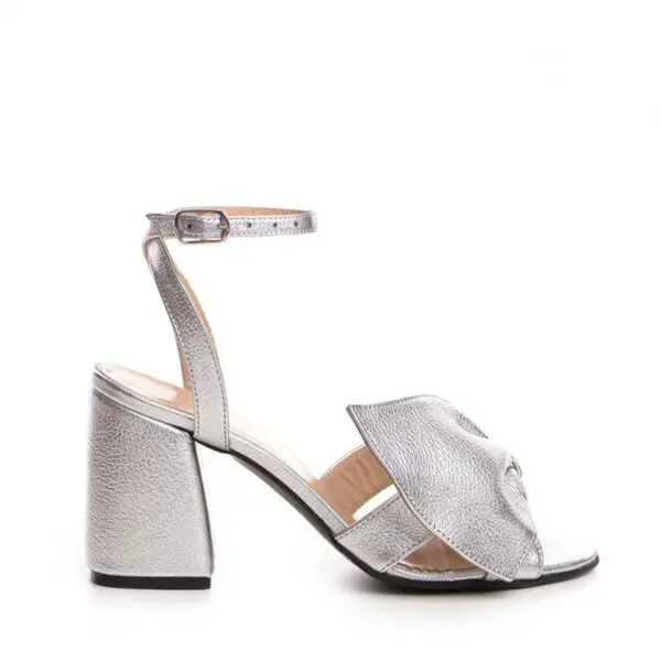 THE 5TH ELEMENT Paola Block-heel Leather Sandals - Silver