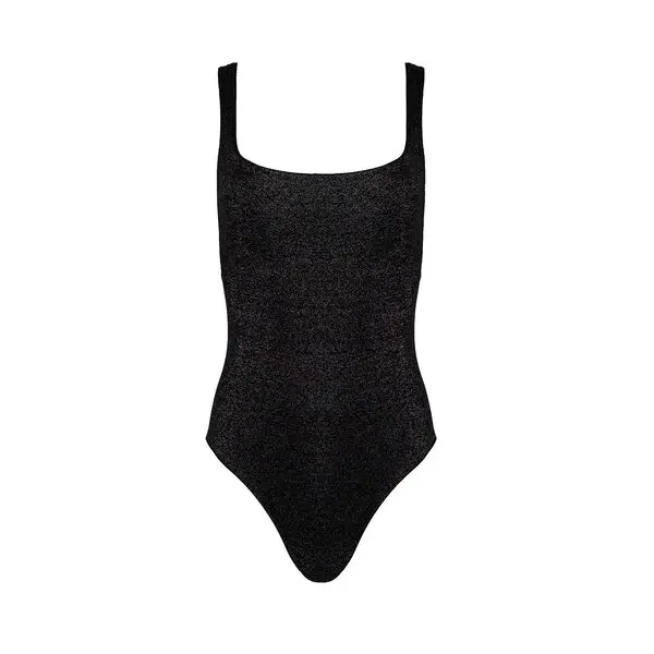 MONARCH Selena Square Neck Metallic One Piece - Black