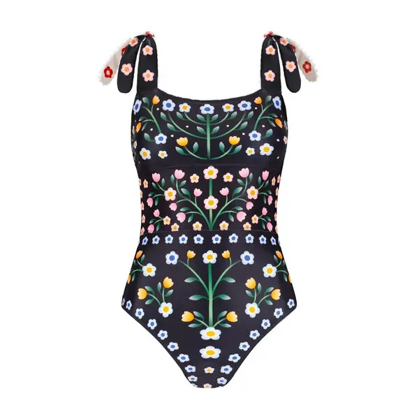 JESSIE ZHAO NEW YORK Day/night Garden Reversible One-piece Swimsuit - Black