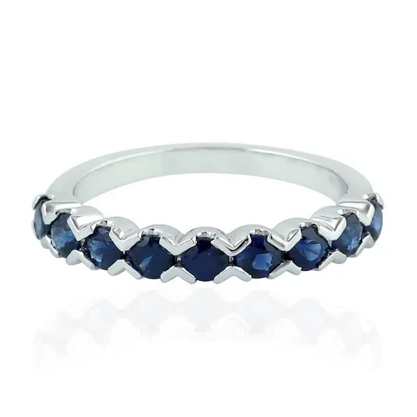 ARTISAN Blue Sapphire Eternity Ring In 18k White Gold