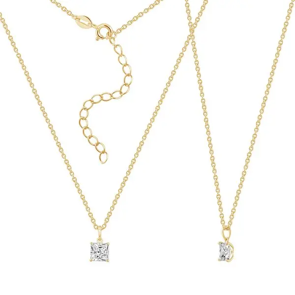 KIERA Lab-grown Diamond Princess Solitaire Pendant Necklace - Yellow
