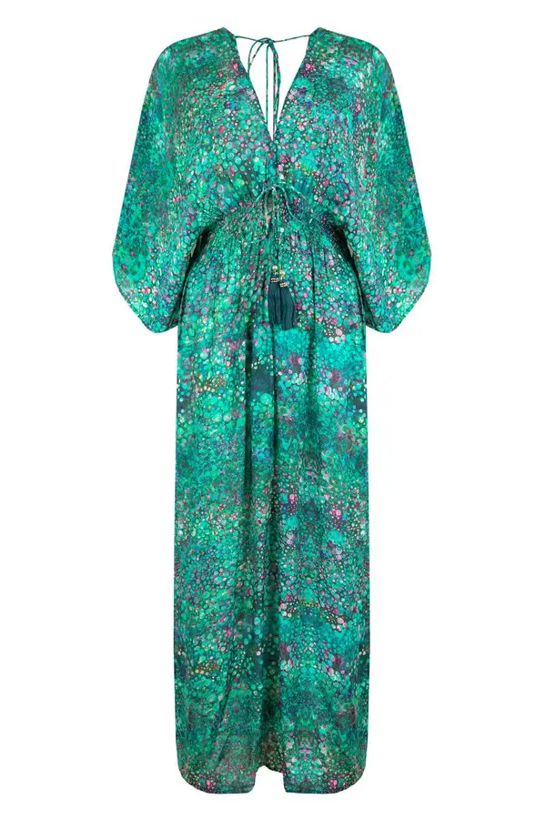 SOPHIA ALEXIA Bubbles Capri Kimono Maxi Dress - Green