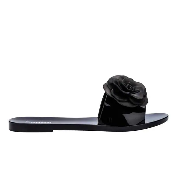 Melissa Babe Petals Flat Slides - Black