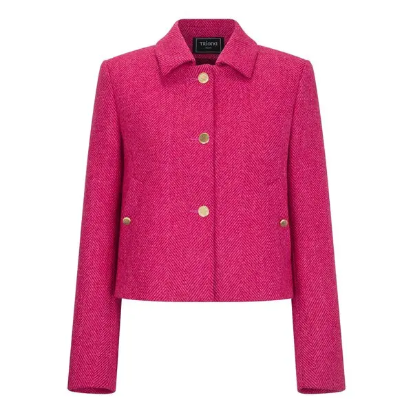 TRIONA Herringbone Maura Boxy Tweed Jacket