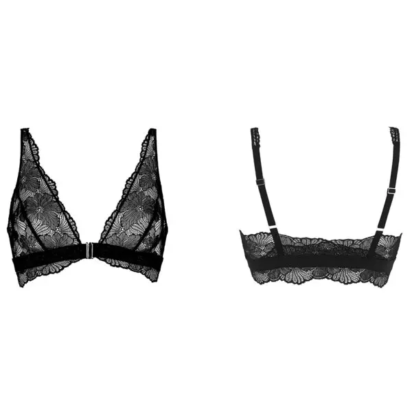 BOTT LINGERIE Wireless Lace Bralette Le Blossom Shadow - Black