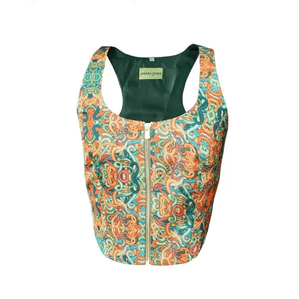 JANARA JONES Satin Snakes Print Vest