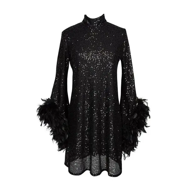 JENNAFER GRACE Sequin Embellished Mini Dress - Black