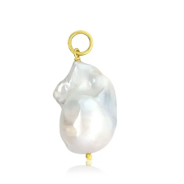 GEM BAZAAR JEWELLERY Baroque Pearl Pendant - White/gold