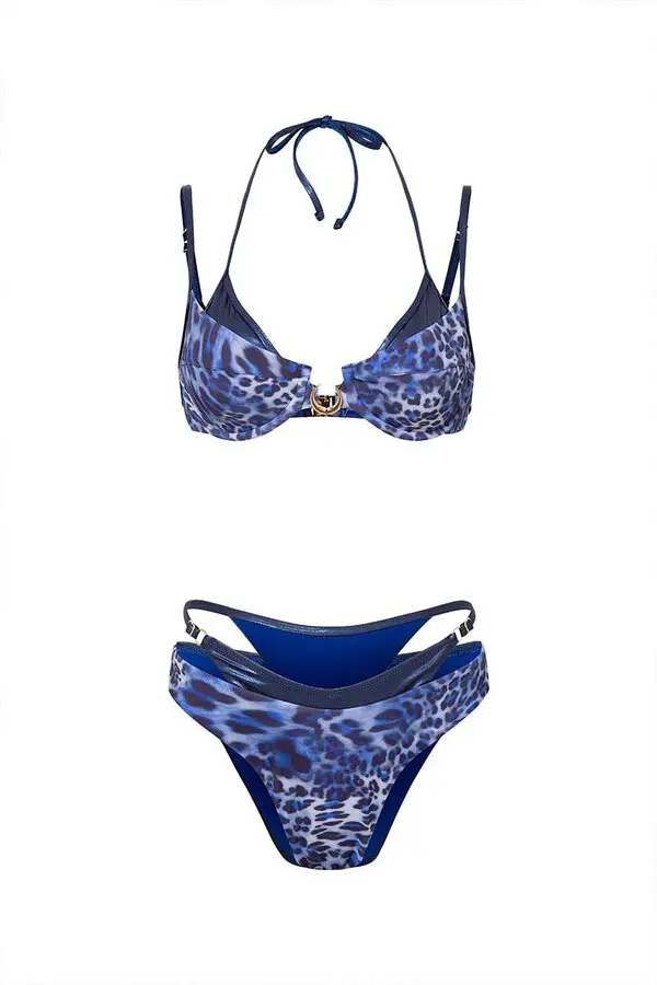 LUNA B Kiara Leopard Print Bikini Set - Blue