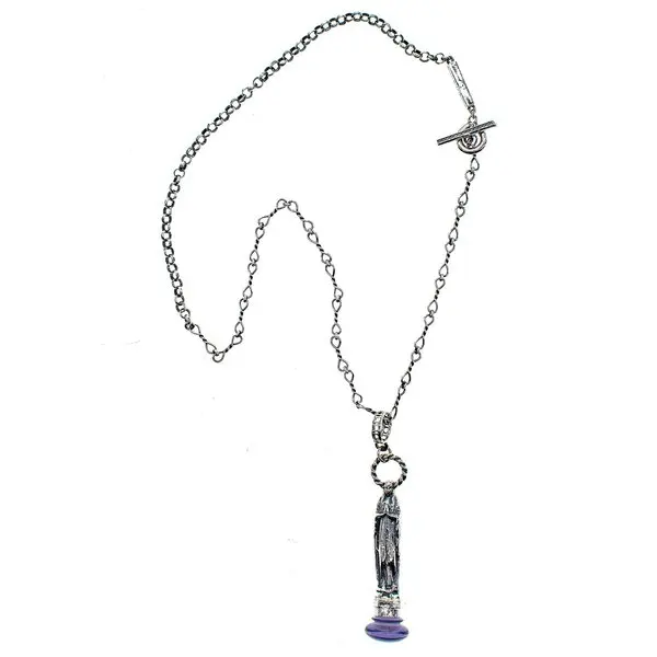 GEM KINGDOM Sterling Necklace With Mary Pendant - Silver