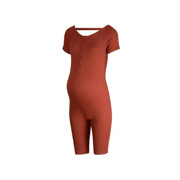 THE KOOZY Maternity Short Sleeve One-piece - Brown