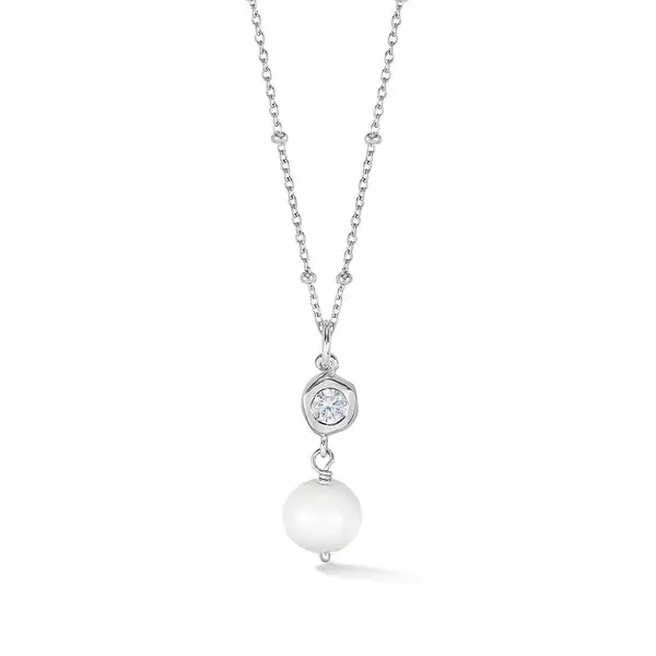 DOWER & HALL Sterling White Topaz And Pearl Dewdrop Pendant - Silver