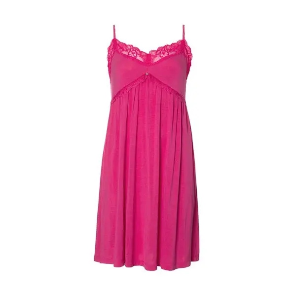 PRETTY YOU Bamboo Lace Chemise In Raspberry - Pink
