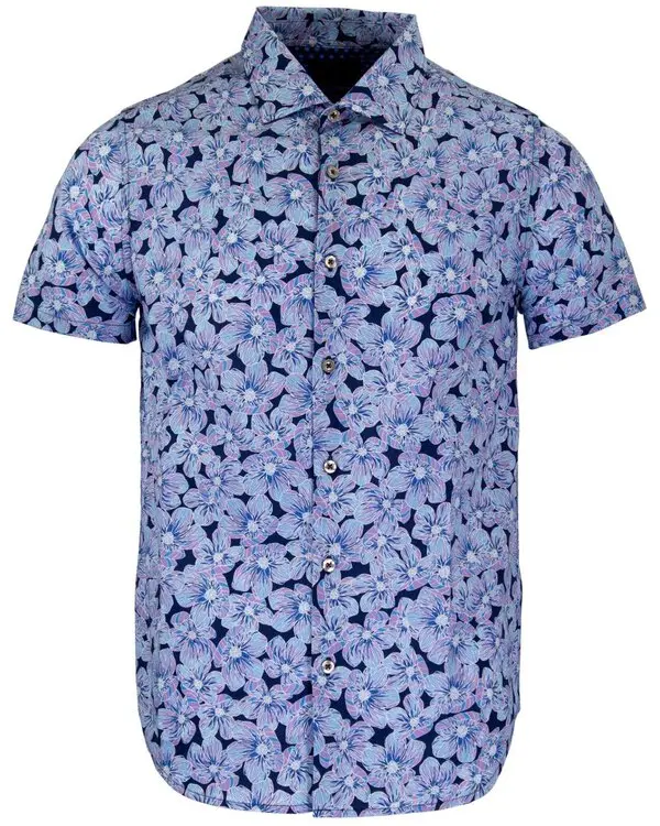 LORDS OF HARLECH George All Over Flowers Shirt - Blue