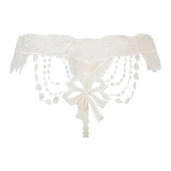 BELLE-ET-BONBON Limited Edition Sparkling Crystal Ivory Bisoux Bridal French Knicker - White
