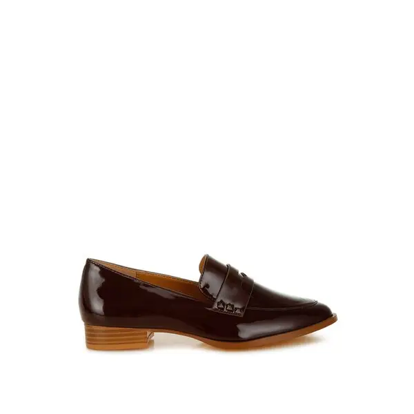 RAG & CO Noshiya Patent Pleather Penny Loafers - Brown