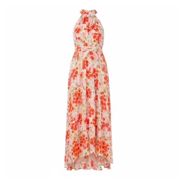 FRANCHETTI BOND Rosamunda Pansies Halterneck Dress - Red