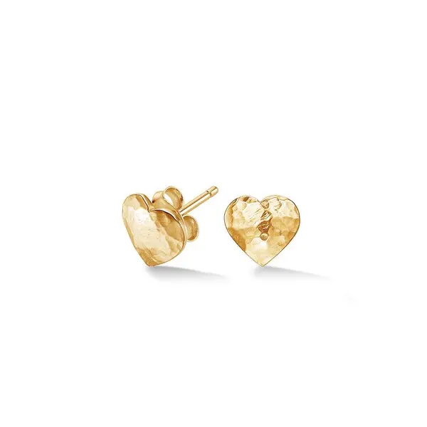 DOWER & HALL Vermeil Hammered Heart Stud Earrings - Gold