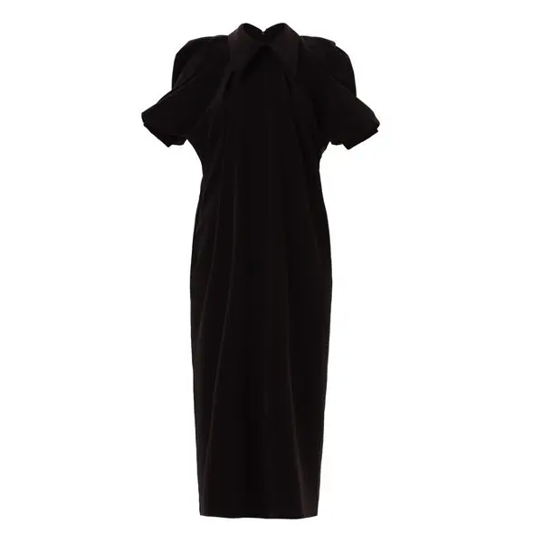 JULIA ALLERT Collared Puff Sleeve Midi Dress