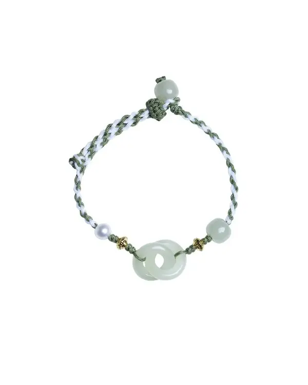 SEREE Baby Collection Peace Buckle Jade Anklet - Green
