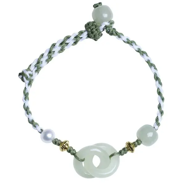 SEREE Baby Collection Peace Buckle Jade Anklet - Green