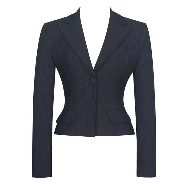 MISS CIRCLE NEW YORK Quinne Striped Peplum Blazer - Blue