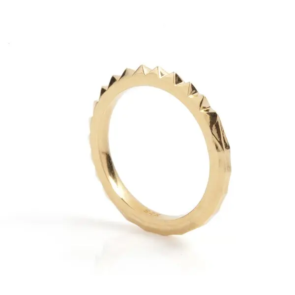 KASUN LONDON Pyramid Studded Sterling Ring - Gold