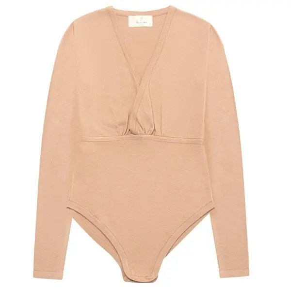 PERALUNA Devon V-neck Knit Bodysuit