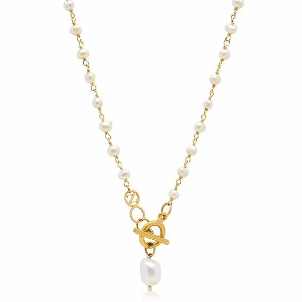 NIALAYA JEWELRY Pearl Wrap Necklace - White/gold