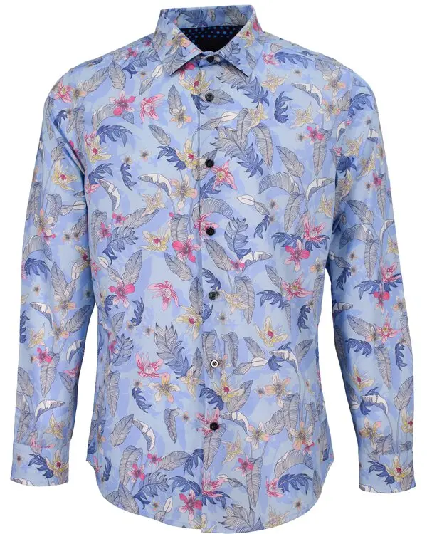 LORDS OF HARLECH Norman Falling Flowers Shirt - Blue