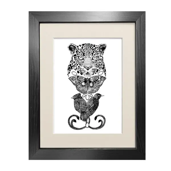EMILY CARTER The Tropical Leopard' Fine Art Print A4 - Black