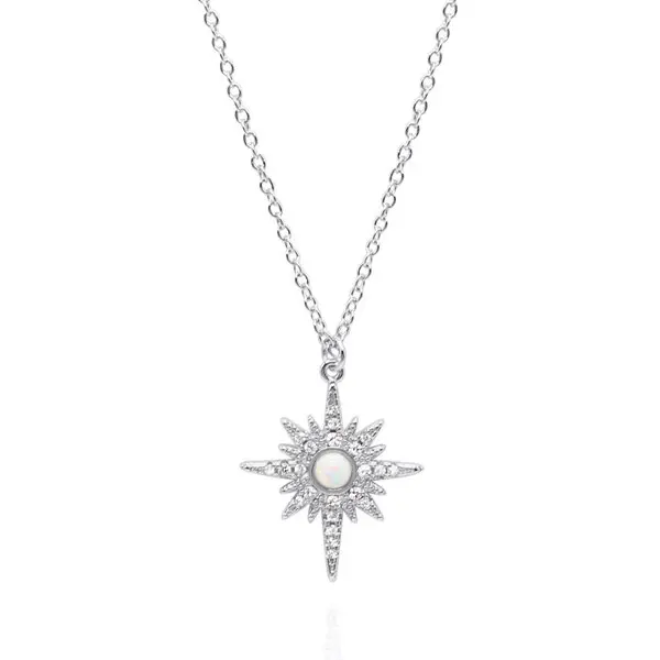LUNA CHARLES North Star Pendant Necklace With Opal And Crystals - Silver