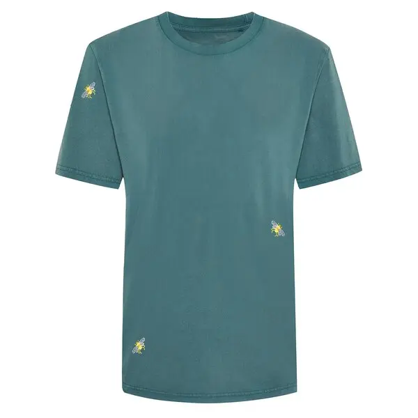 INGMARSON Bee Embroidered T-shirt Organic Cotton Teal - Green