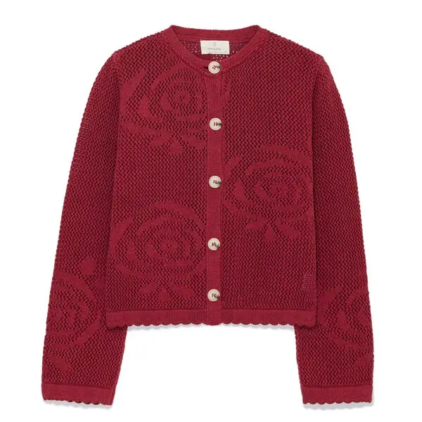PERALUNA Helena Crochet Knit Cardigan