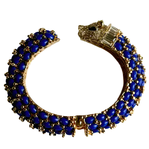 LAURA GRAY Panther Cuff Bracelet - Blue