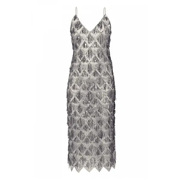 AGGI BY HALEWSKI Marilyn Sequin Maxi Dress - Silver