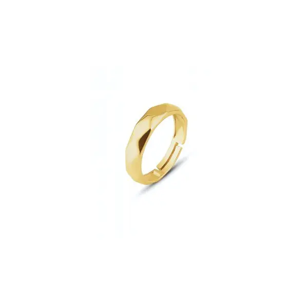 SPERO LONDON 925 Sterling Silver Wide Hammered Adjustable Ring - Gold