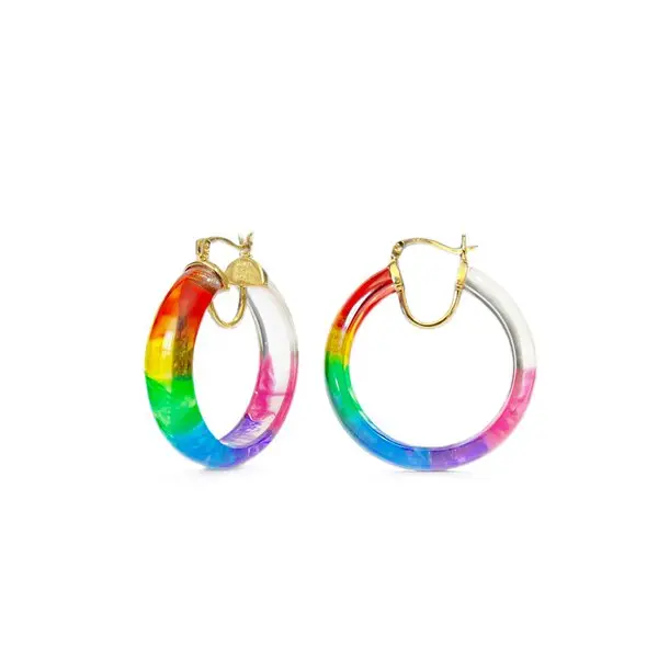 GOLD & HONEY Rainbow Tie-dye Hoop Earrings - Gray/yellow