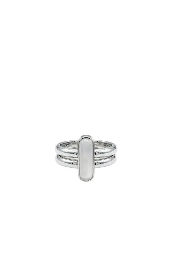 SEREE Infinity Duo Bar Ring In Hanbai Jade - White