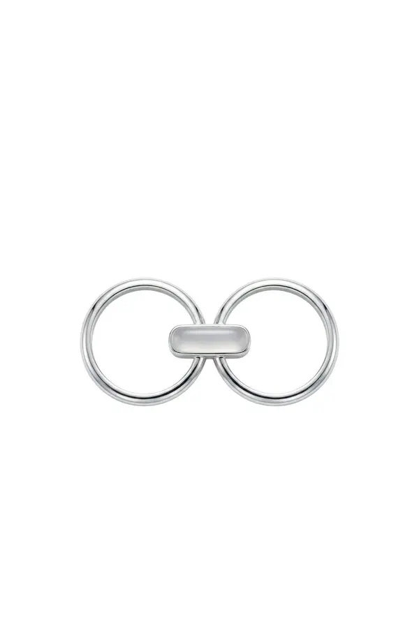 SEREE Infinity Duo Bar Ring In Hanbai Jade - White