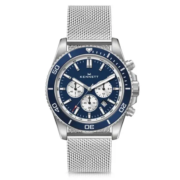 KENNETT WATCHES & ACCESSORIES Chronograph Watch With Milanese Mesh Strap - Blue/silver